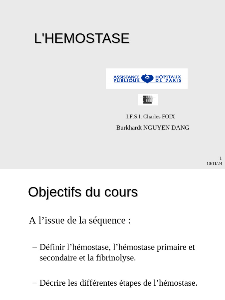 Comprendre l'Hémostase et ses Étapes | PDF | Coagulation | Hémostasie