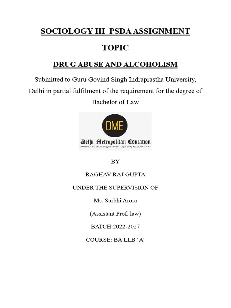 Sociology Iii Psda Assignment Raghav PDF | PDF | Substance Abuse | Social Stigma