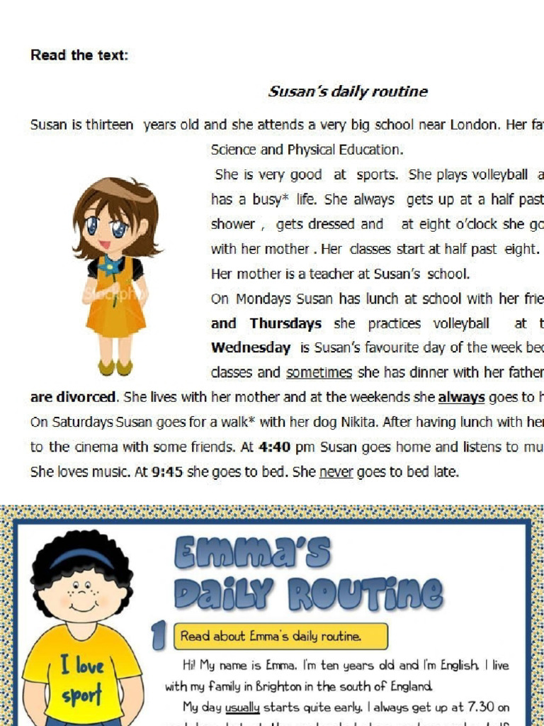 Daily Routine Text | PDF