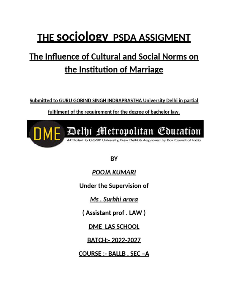 2 ND SEM THE Sociology PSDA ASSIGMENT | PDF | Marriage | Family
