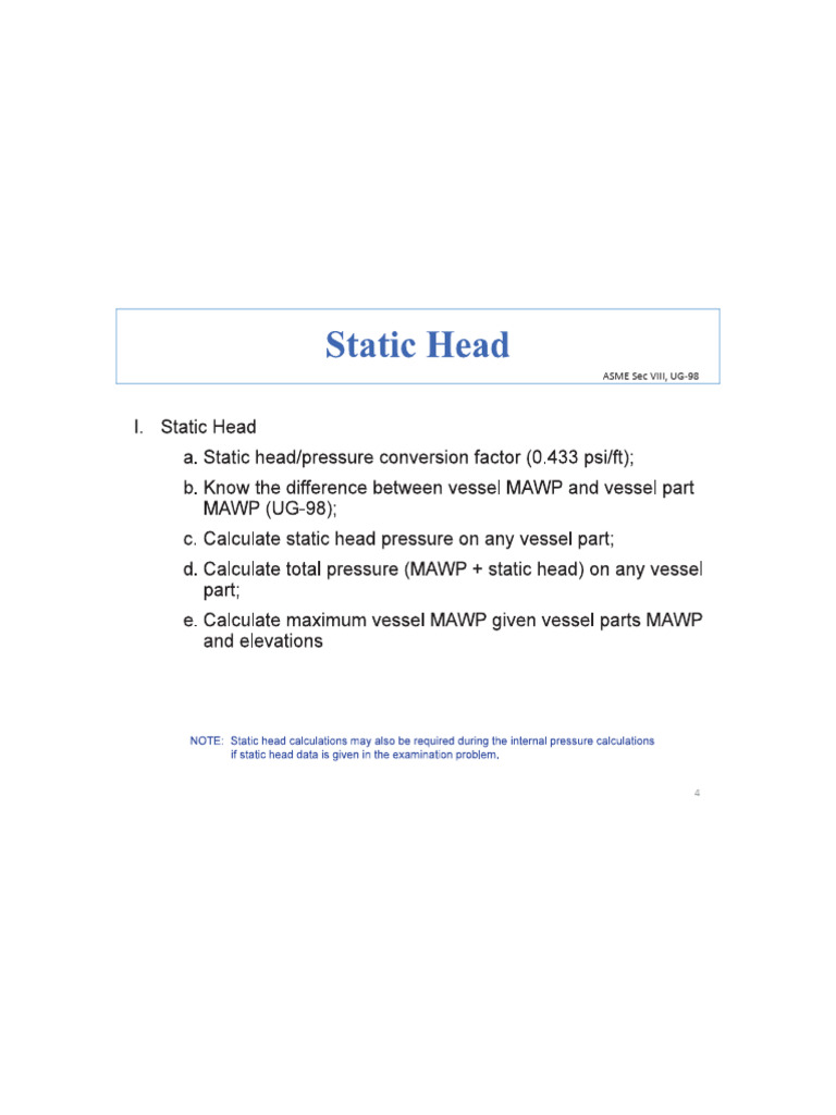 Calculo Static Head | PDF | Pressure | Liquids