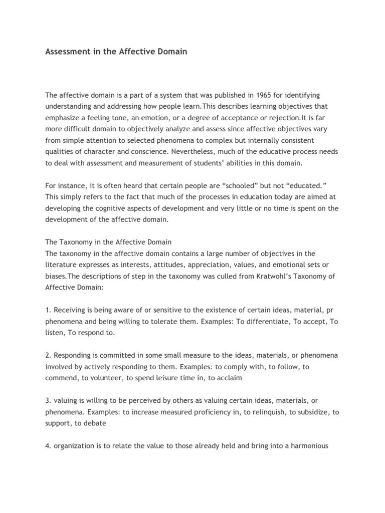 Assessment in The Affective Domain | PDF | Motivation | Motivational