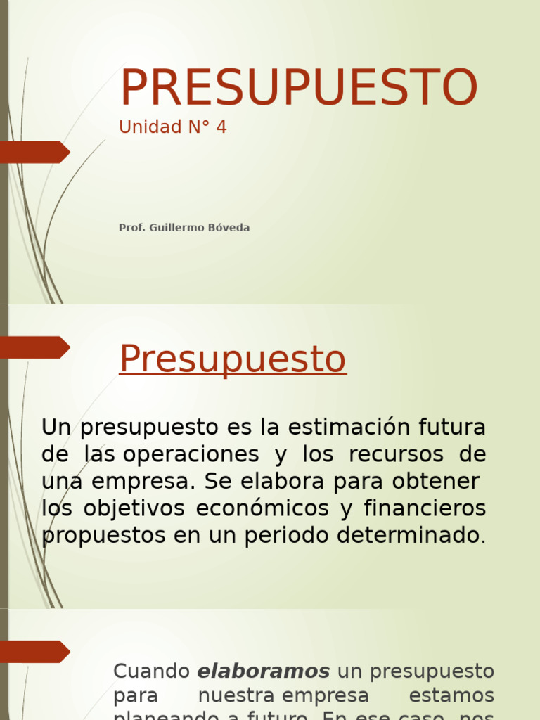 Unidad 5 - Presupuestos | PDF | Presupuesto | Business