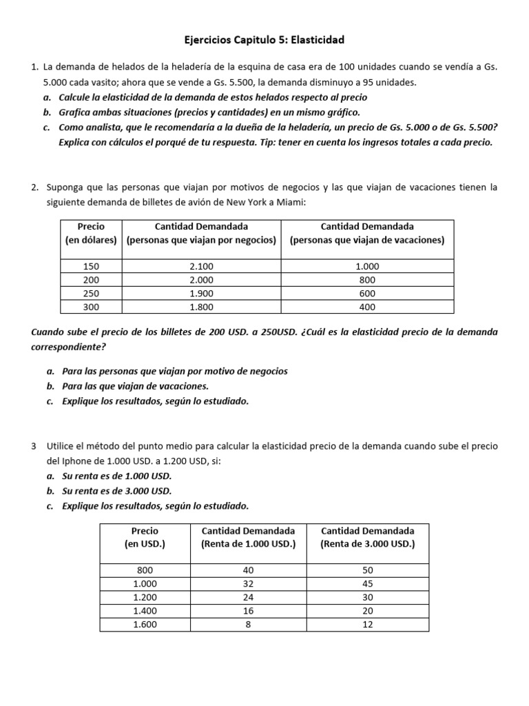 Ejercicios Capitulo 5 Elasticidad | PDF