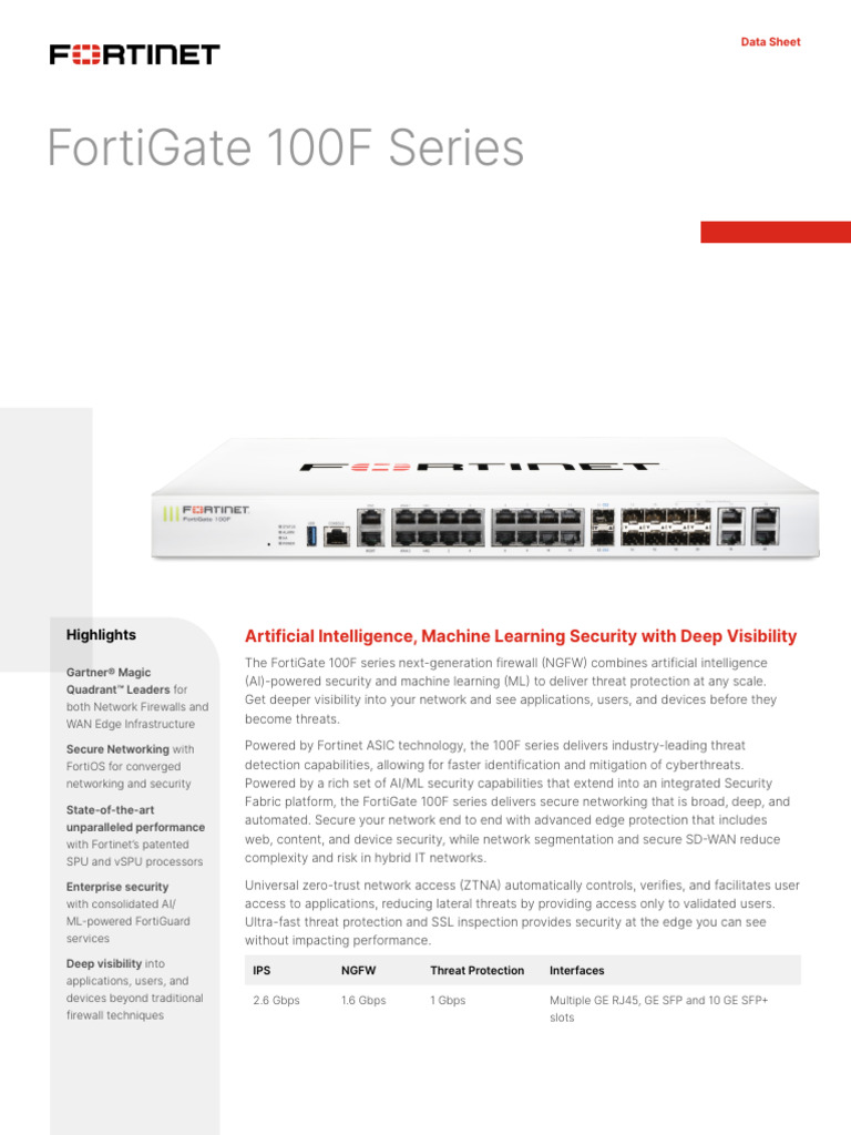 fortigate-100f-series | PDF | Security | Computer Security