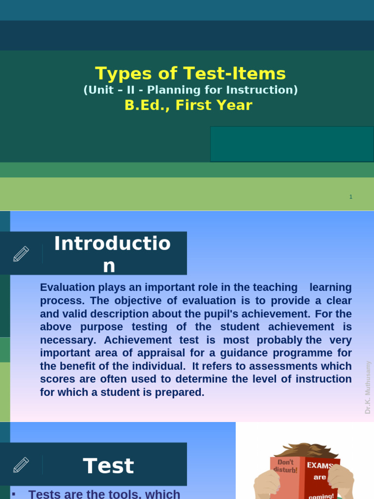 Types of Test-Items | PDF | Learning | Evaluation