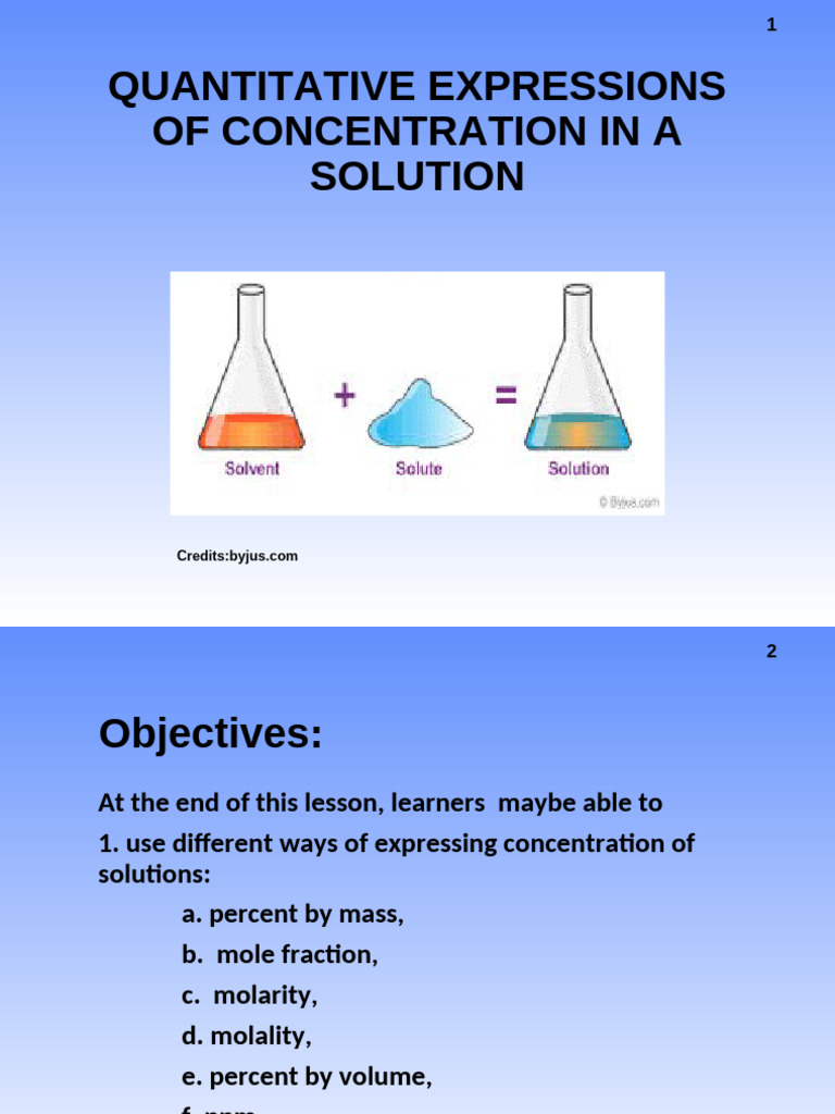 Expression of Concentration of Solutions Autosaved | PDF ...