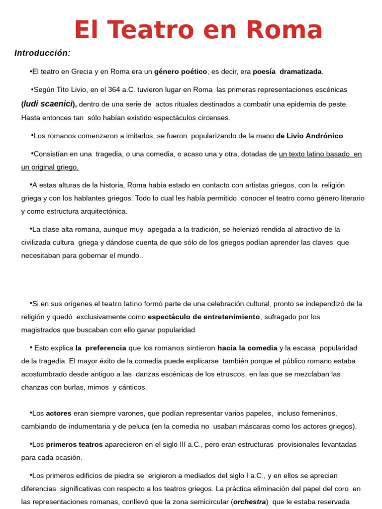 El Teatro en Roma | PDF | Comedia | Teatro
