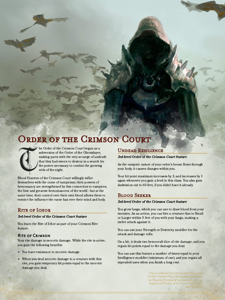 Order of The Crimson Court | PDF | Role Playing Games