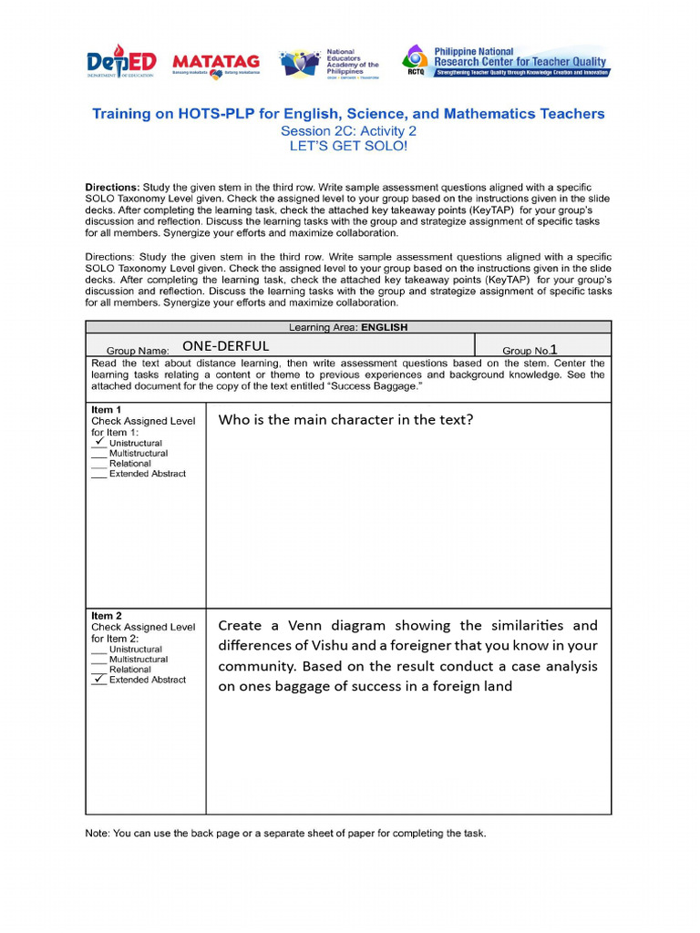 Analyzing HOTS-SOLO in Education | PDF