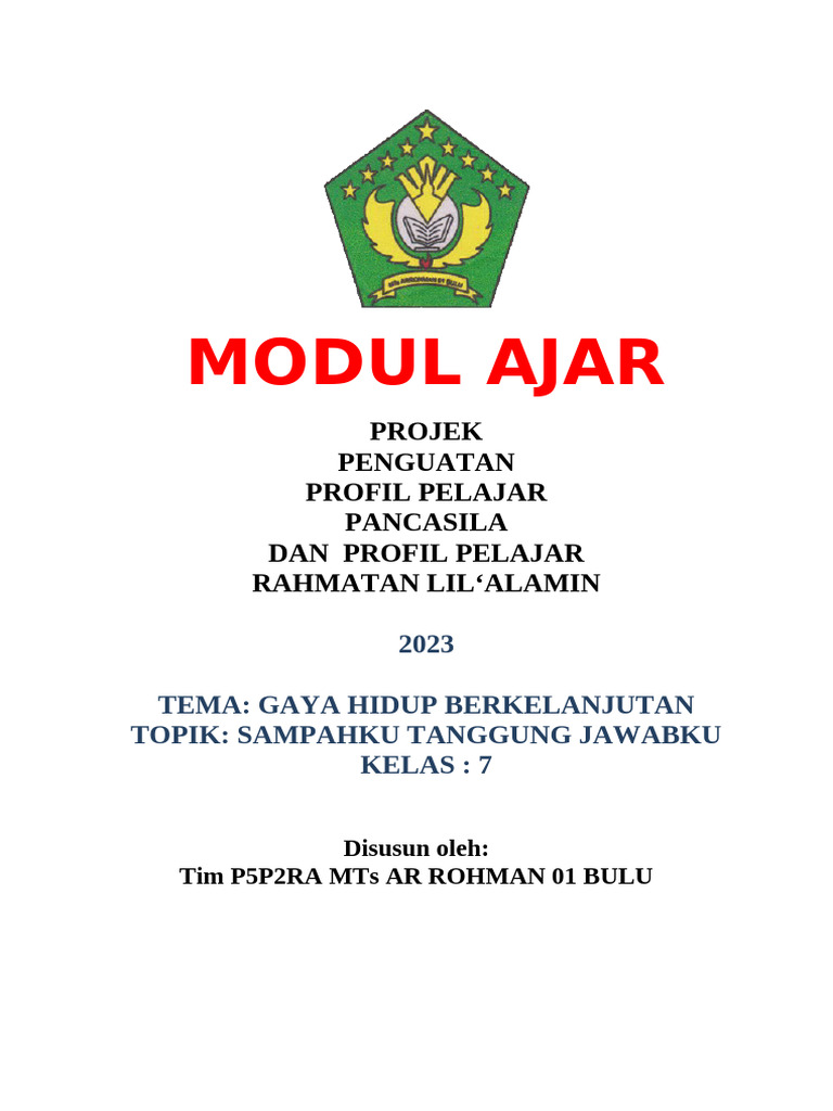 Modul Ajar P5P2RA MTs N 3 Rembang | PDF | Karier & Perkembangan | Sains ...