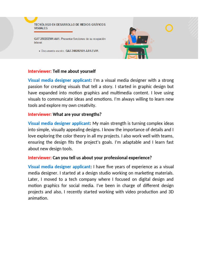 Example Role Play - ESCRITO - GUÍA 7 | PDF | Career & Growth