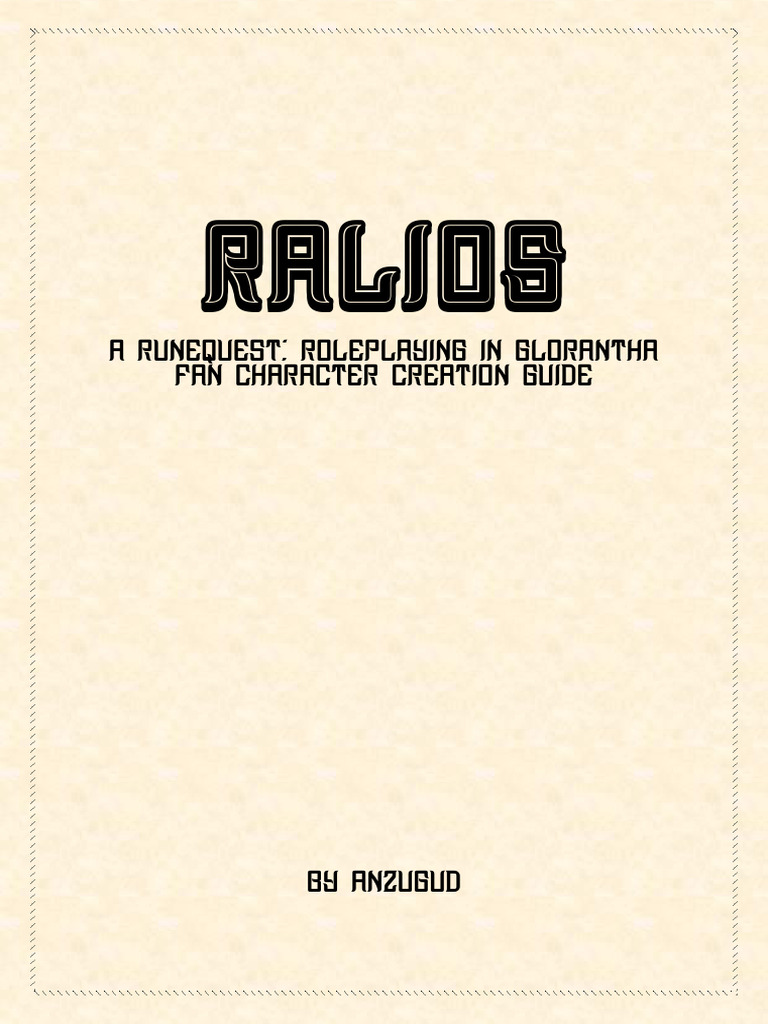 RuneQuest 7 - Ralios Character Creation 0.1 | PDF | Religion & Spirituality