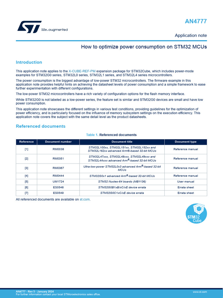 An4777 How To Optimize Power Consumption On stm32 Mcus Stmicroelectronics | PDF | Computer Data ...