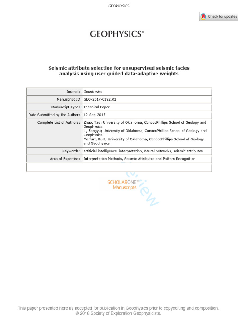Zhao 2017 | PDF | Machine Learning | Geophysics
