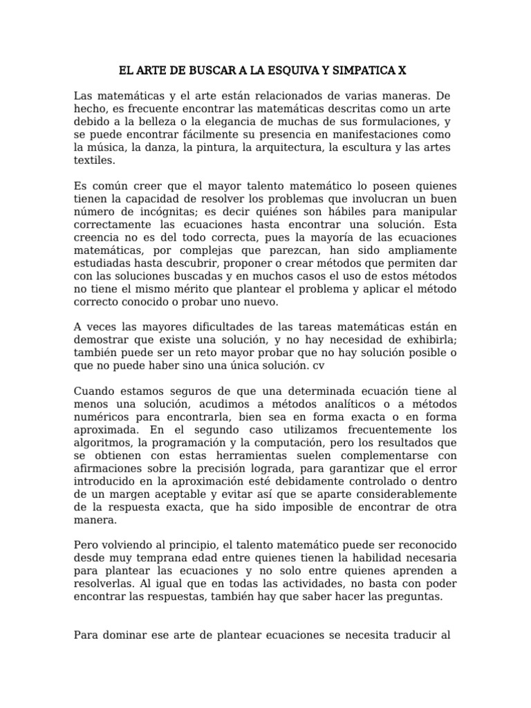 El+arte+de+buscar+a+la+esquiva+y+simpatica+x 1 | PDF | Ecuaciones ...