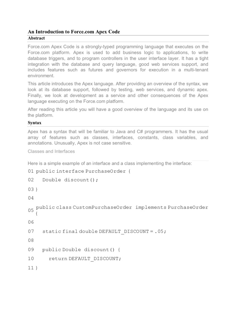 Apex Coding Fundamentals Pdf Class Computer Programming Salesforce