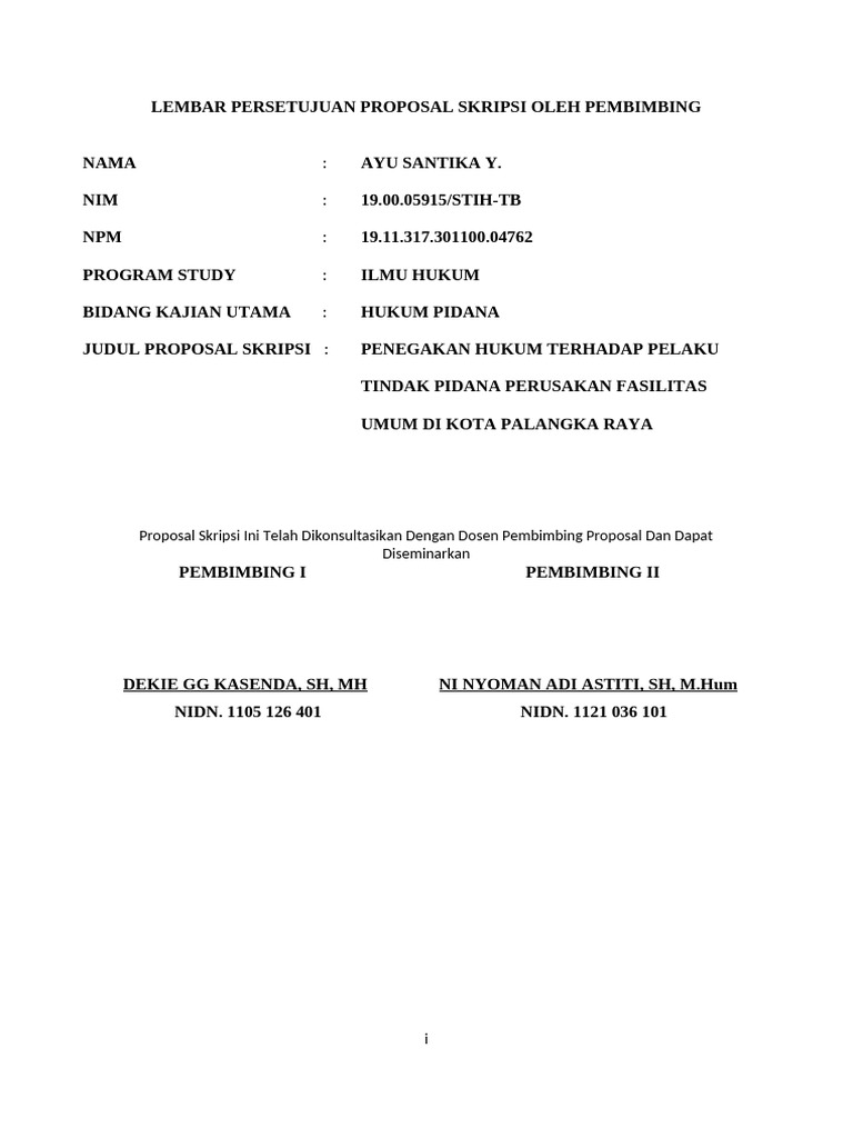 Lembar Persetujuan Proposal Skripsi | PDF