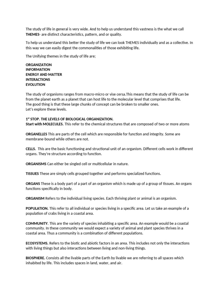 Unifying Themes in Biological Study | PDF | Dna | Gene