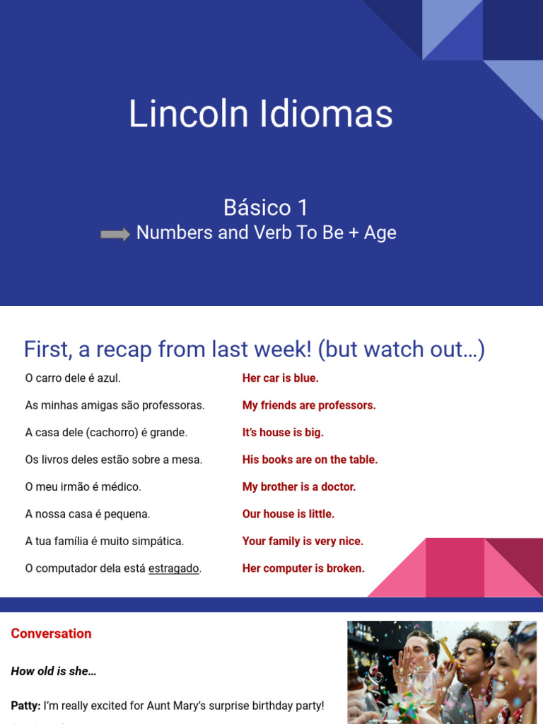 Básico 1 - Lesson 5 - Numbers and Verb To Be + Age | PDF | Language ...