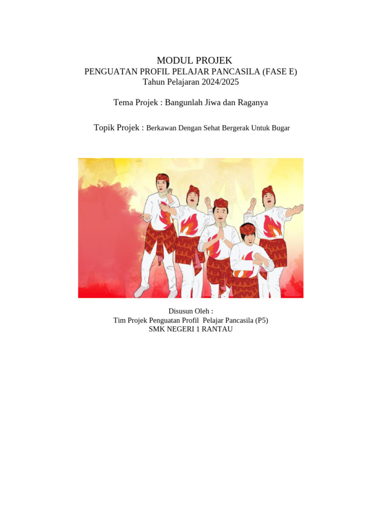 Modul P5 Tema 1 Bangunlah Jiwa Dan Raga Fase E | PDF