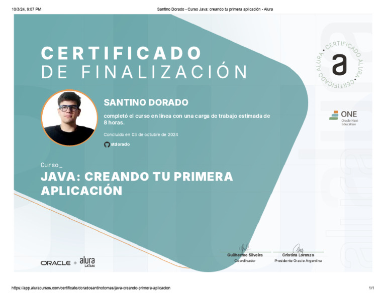 Certificado Curso Java Completado | PDF