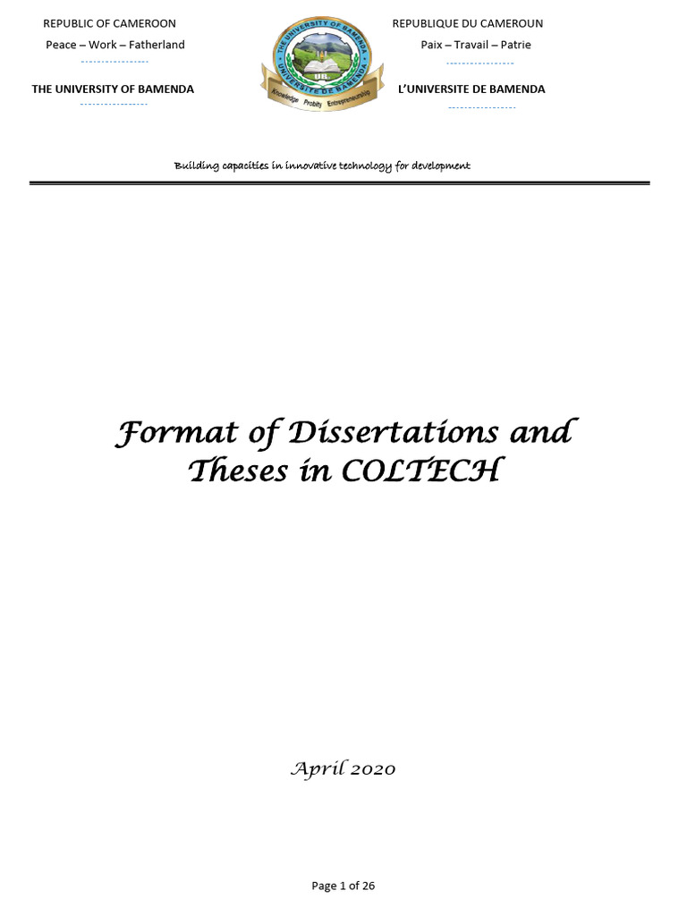 FINAL COLTECH Format of Dissertations and Theses - 04042020 | PDF | Thesis | Doctor Of Philosophy