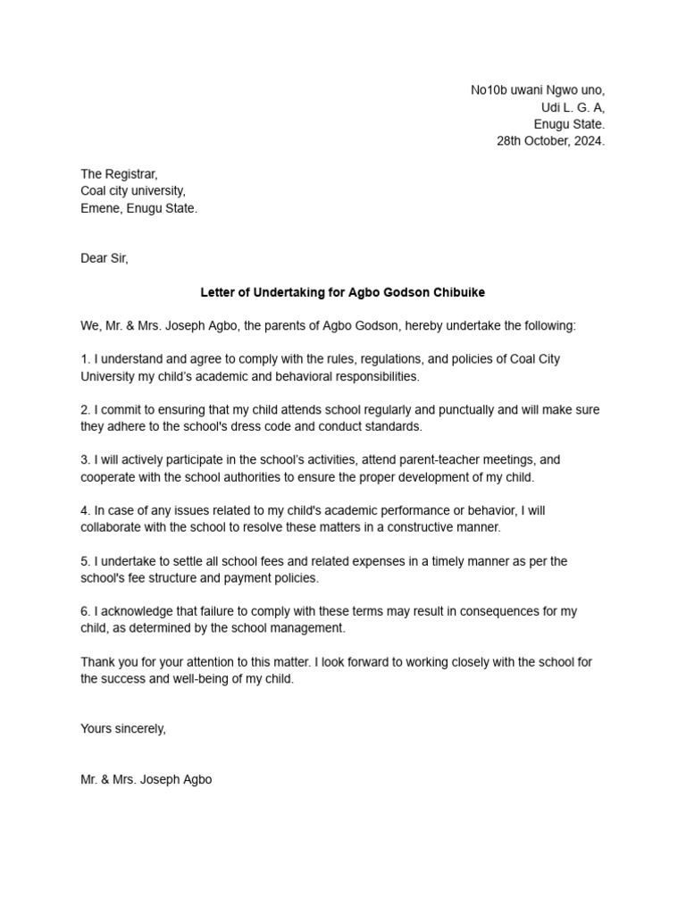Letter of Undertaking - 1 | PDF