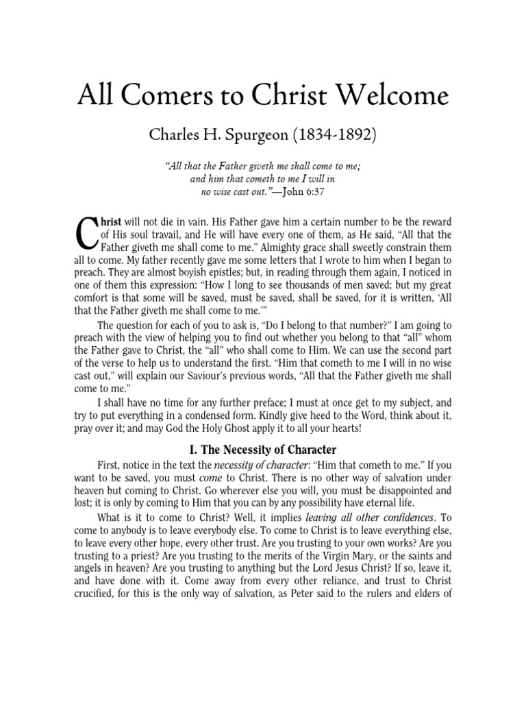 All Comers To Christ Welcome | PDF | Jesus | Salvation