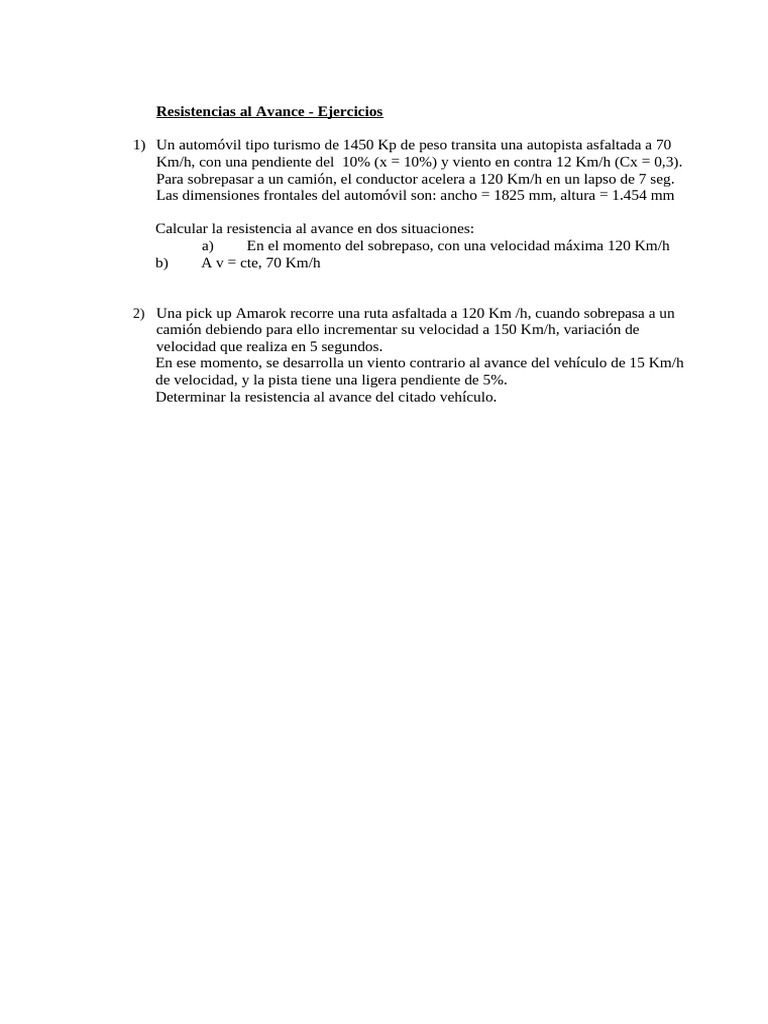 Resistencias Al Avance - Ejercicios 020523 Ejer2 Buscar Ficha Tecnica de Amarok Para Las ...