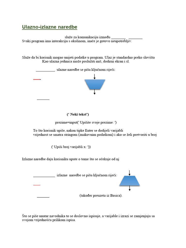 Ulazno Izlazne Naredbe | PDF