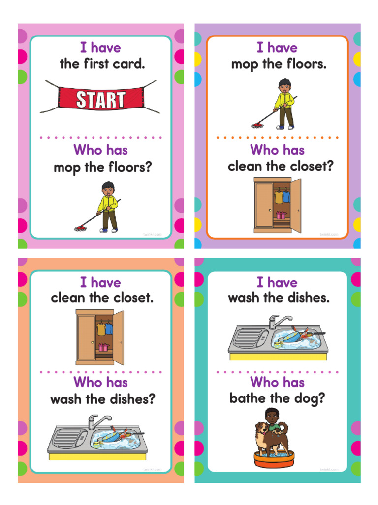 Classroom Chore Card Game | PDF