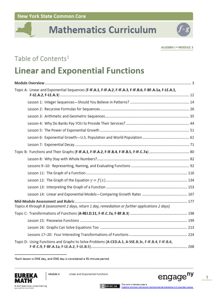 Algebra I Module 3: Functions Overview | PDF | Function (Mathematics ...