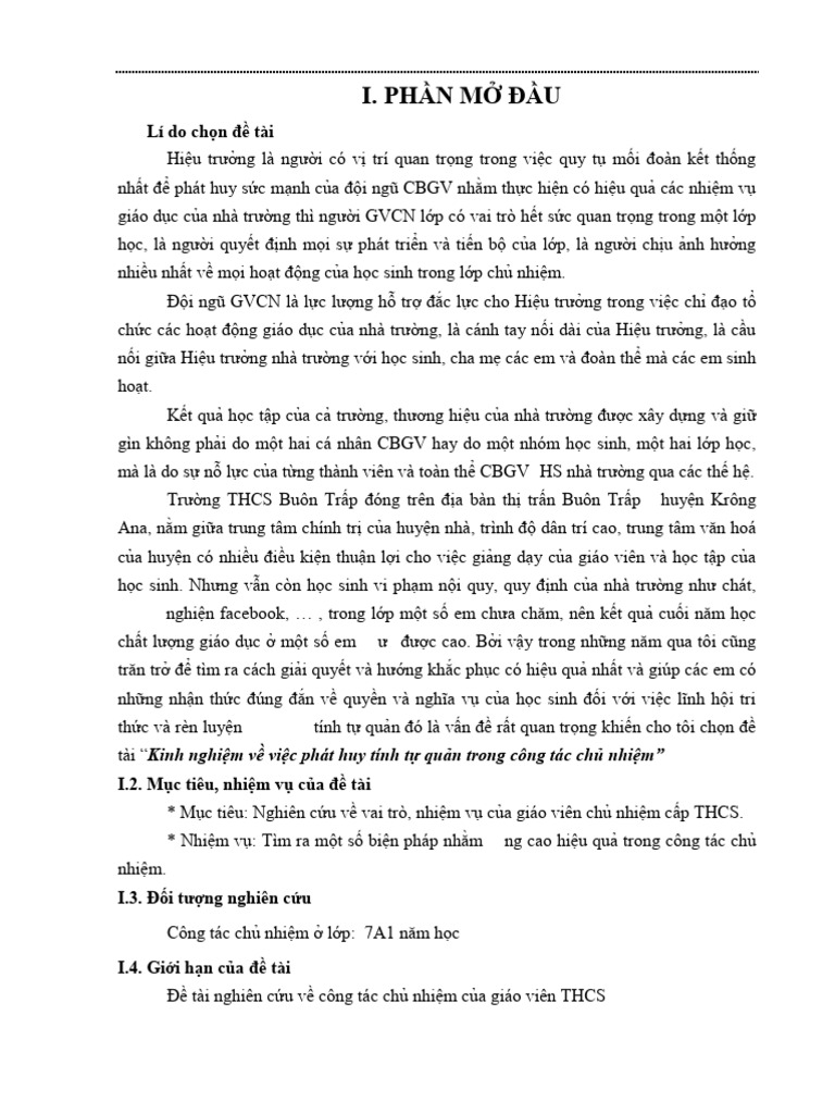 SKKN TỰ QUẢN CÓ HIỆU QUẢ | PDF