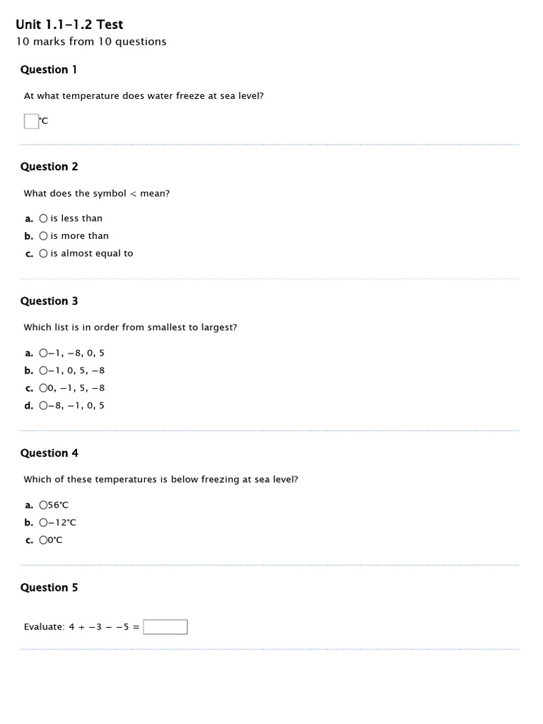 Unit1.1-1.2 Test | PDF