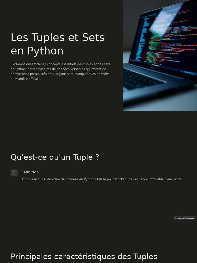 Les Tuples Et Sets en Python | PDF | Python (Langage de programmation) | Ensemble (Mathématiques)
