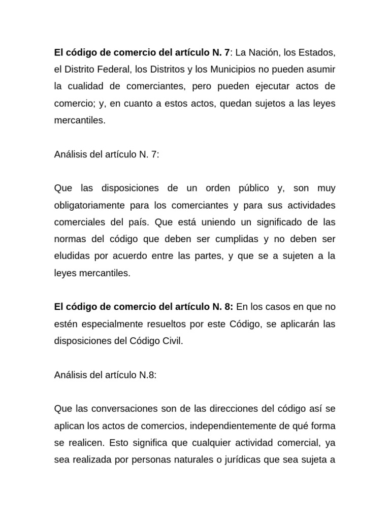 Código de Comercio Del Artículo N 7,8,9 | PDF