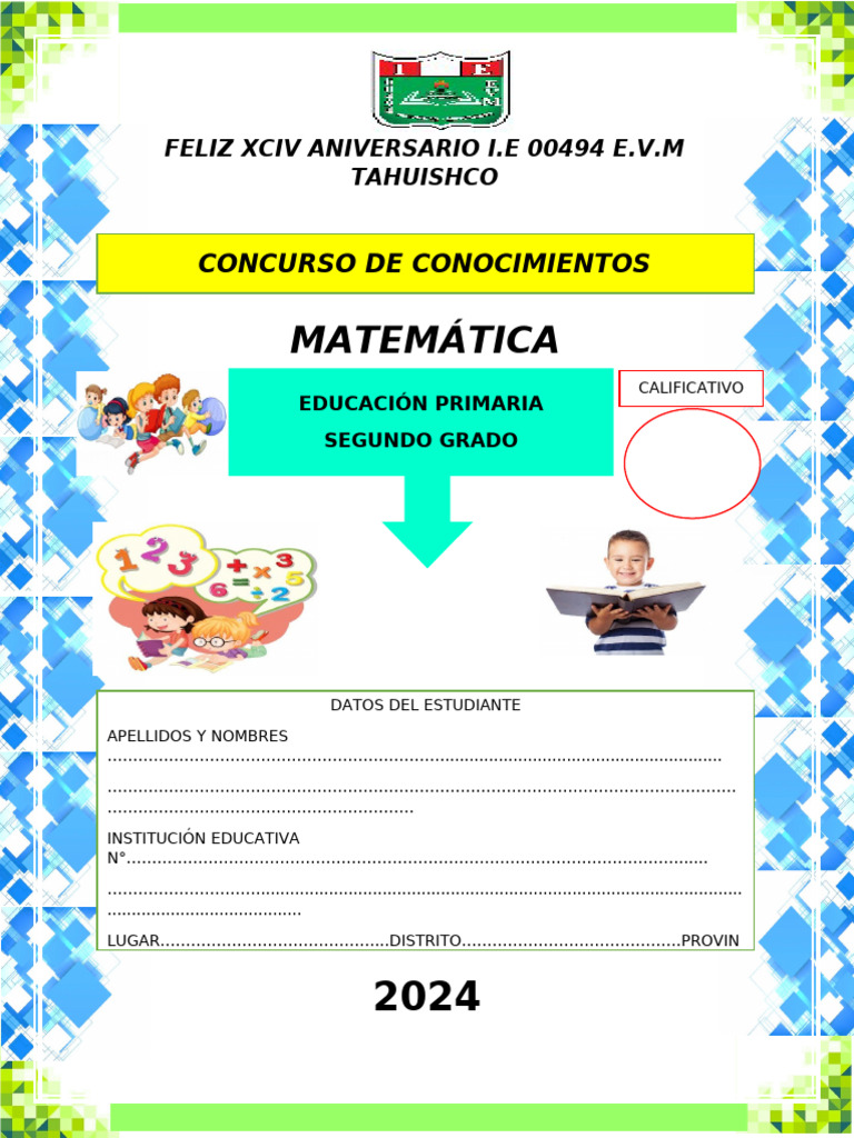 Caratula de Examen 2° Grado | PDF