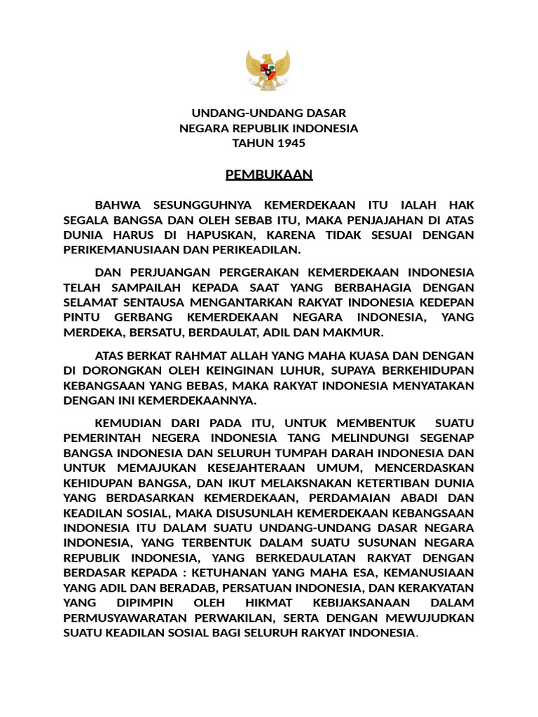 Teks Uud 1945 | PDF | Politik | Ilmu Sosial