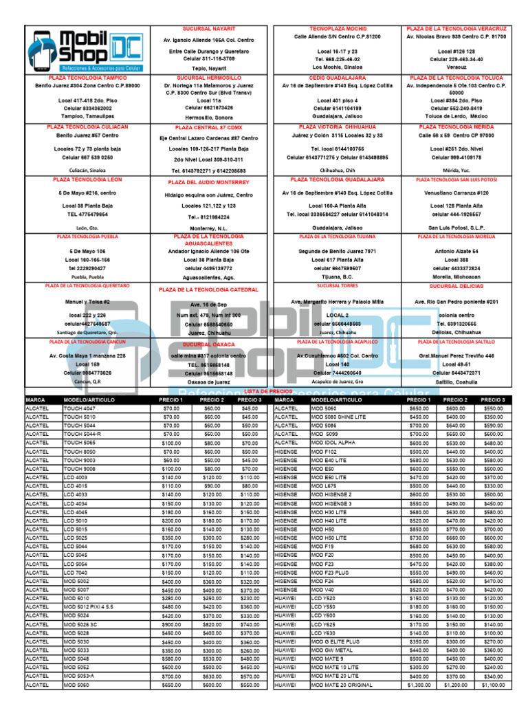 Lista Octubre 3 Precios | PDF | Tablet Computer | I Phone