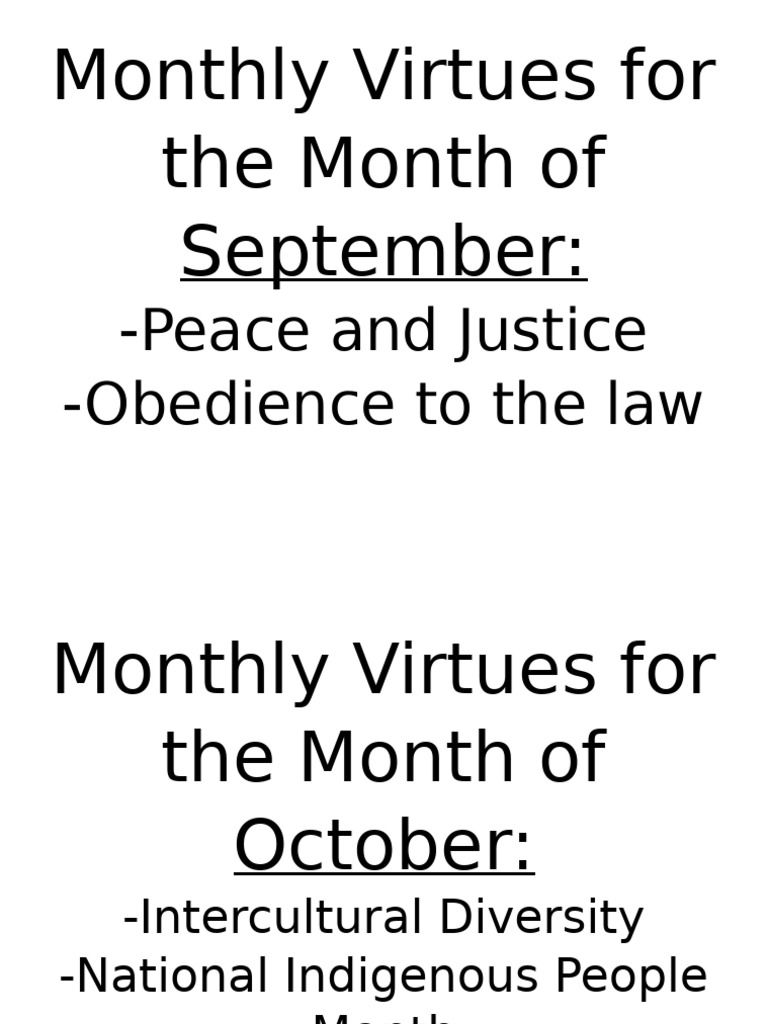 Monthly Virtues For The Month of September | PDF