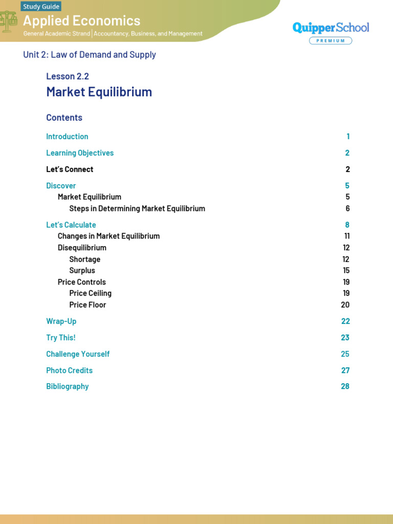 AEC 12 Q1 0202 - SG - Market Equilibrium | PDF | Economic Equilibrium | Supply (Economics)