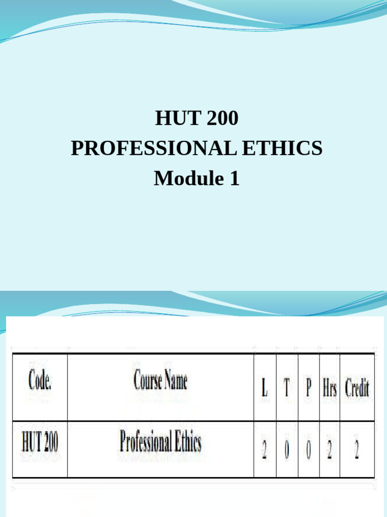 Professional Ethics Module 1 | PDF | Morality | Virtue