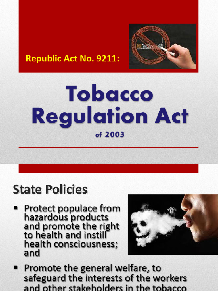 09 RA 9211 Tobacco Regulation Act | PDF | Tobacco Smoking | Addiction