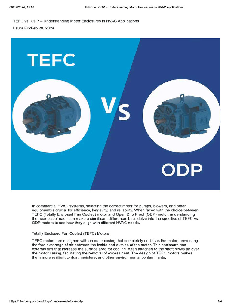 TEFC Vs ODP Motor Enclosure | PDF