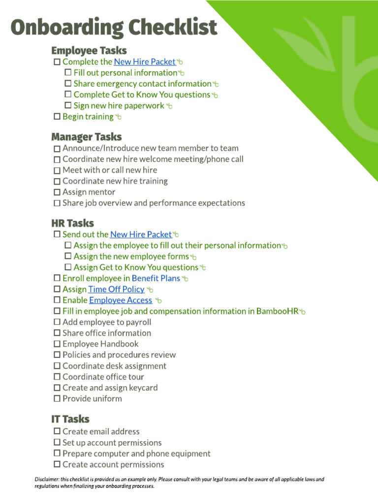 Comprehensive Onboarding Checklist | PDF | Career & Growth