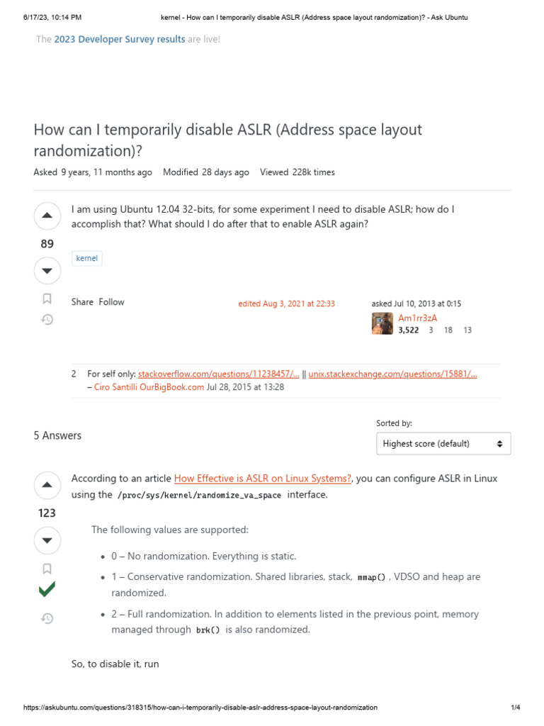 Kernel How Can I Temporarily Disable Aslr Address Space Layout