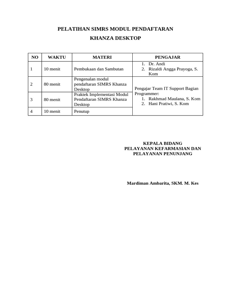 Pelatihan Simrs Modul Pendaftaran | PDF