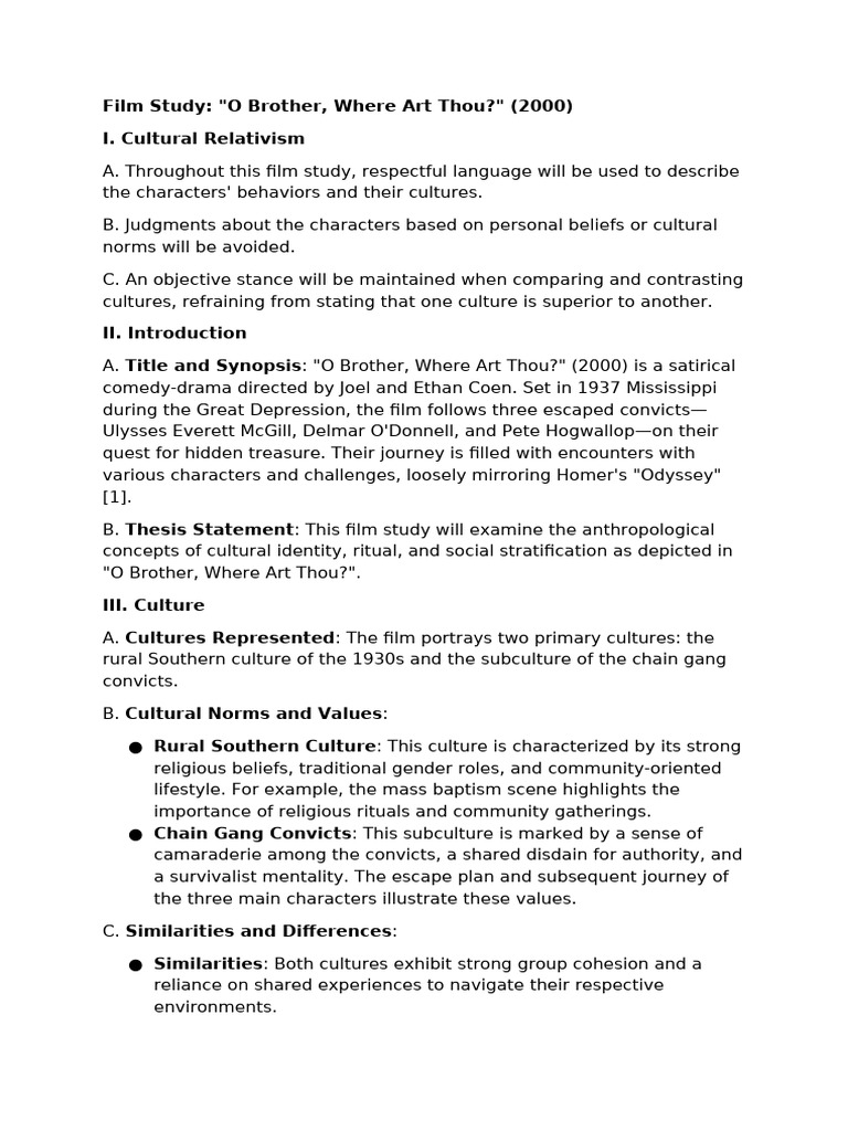 Film Study O Brother, Where Art Thou (2000) | PDF | Liberal Arts ...