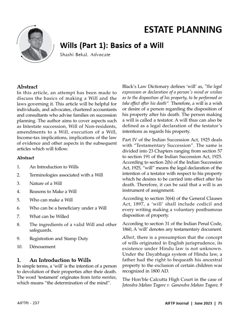 Basics of Wills: Key Concepts & Laws | PDF | Will And Testament | Probate